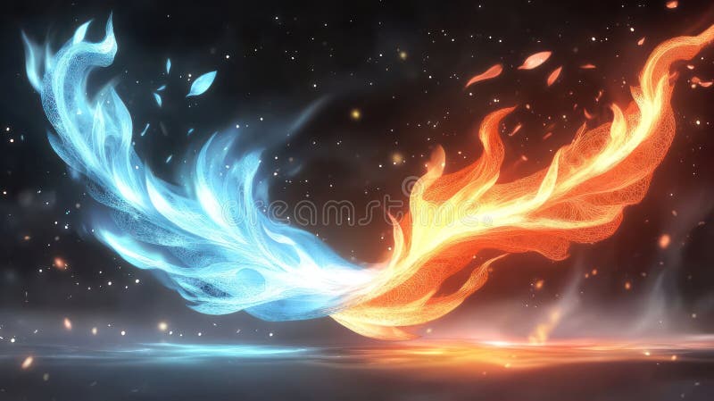 A Dynamic Representation of Fire and Ice Swirling Together in a ...