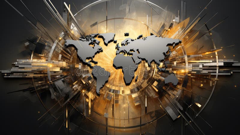 Dynamic Representation of Global Business Expansion, Abstract World Map ...