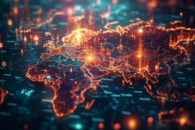 Exploring Global Communications through a Vibrant Dimensional World Map ...