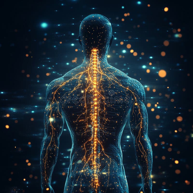 Glowing Neural Network of the Human Nervous System in a Futuristic ...