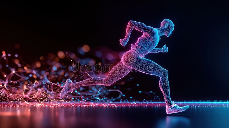 Dynamic Representation of a Runner in Motion with Glowing Outlines ...