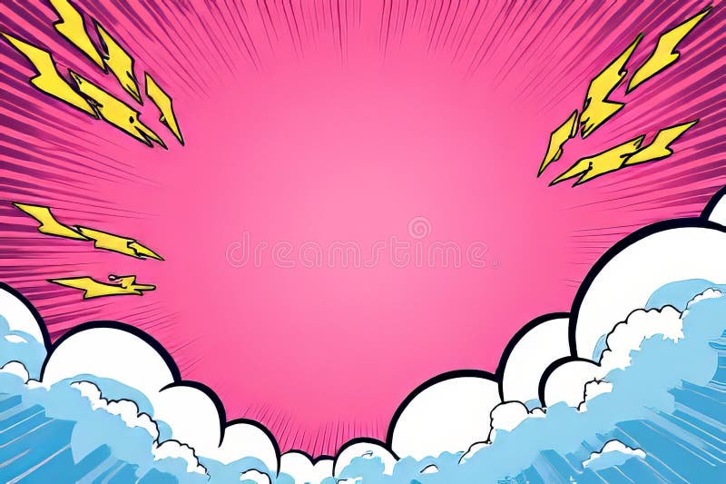 Dynamic Retro Comic Book Background with Dramatic Clouds and Lightning ...