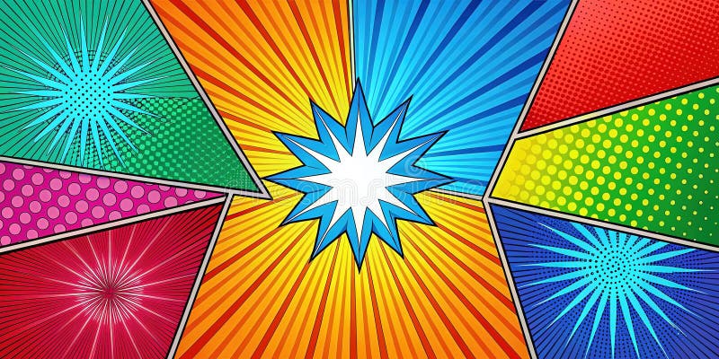 Dynamic Retro Comic Book Panel Background Vibrant Pop Art Illustration ...