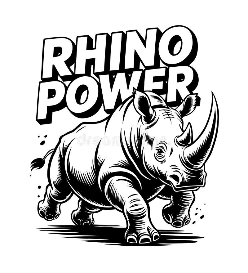 Dynamic Rhino Illustration with Bold Text. Stock Illustration ...