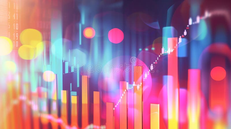 Dynamic Rising Bar Graph with Gradient Neon Effects Stock Image - Image ...