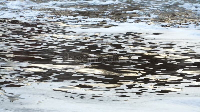 Dynamic River Surface with Foams and Bubbling Water Post-Waterfall ...
