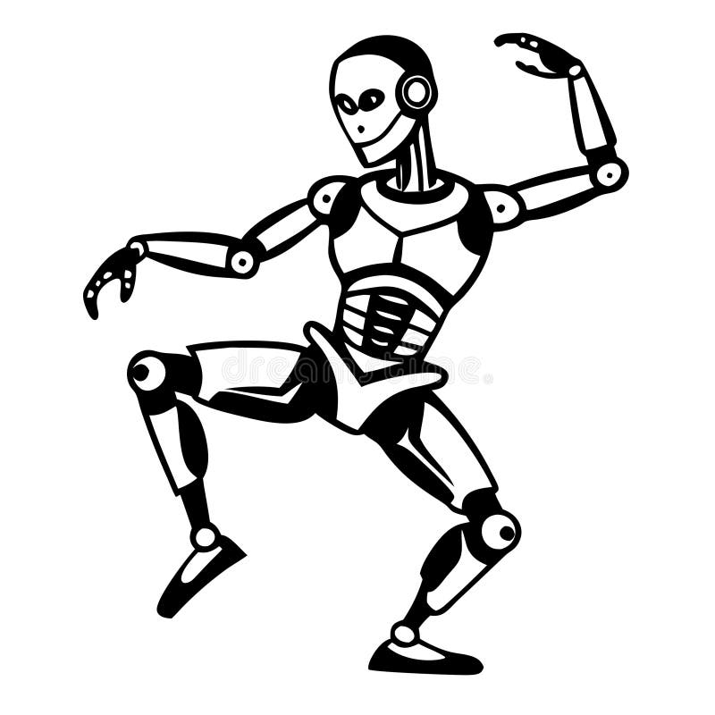 Dynamic Robot Dancing Pose Vector Illustration for Creative Projects ...