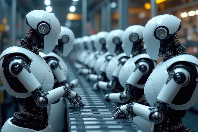 Dynamic Robot Teamwork stock illustration. Illustration of ...