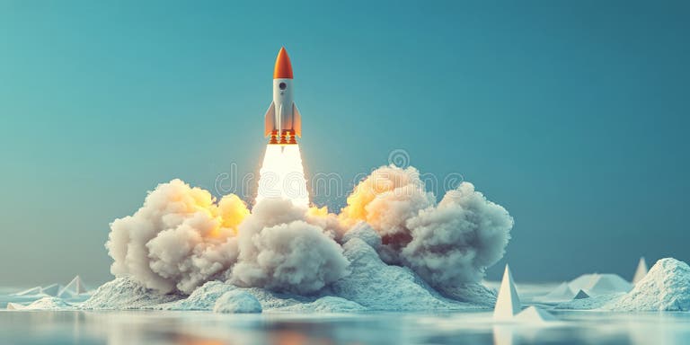 Dynamic Rocket Launch Amidst Clouds Illustrating Advanced Technology in ...
