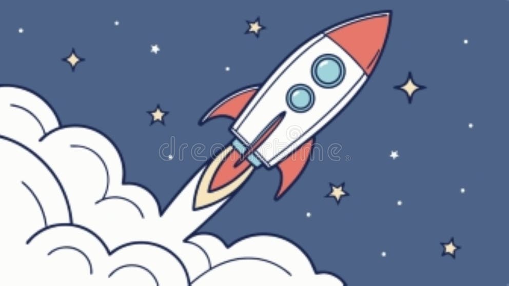 Dynamic Rocket Launch into Space, Vector Design Generative AI Stock Vector - Illustration of ...