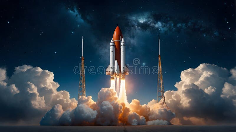 Dynamic Rocket Launching Toward the Sky, Symbolizing Progress and ...