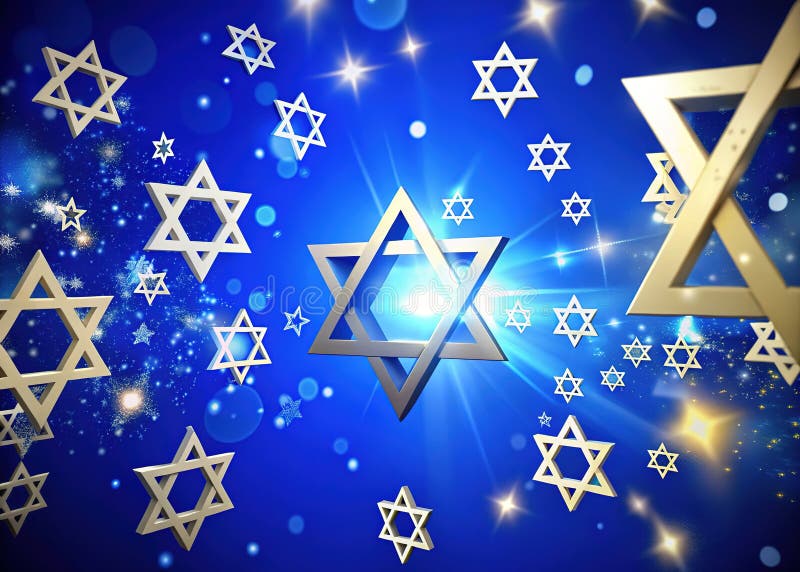 Dynamic Rotating White Star of David Animation on a Blue Background a ...