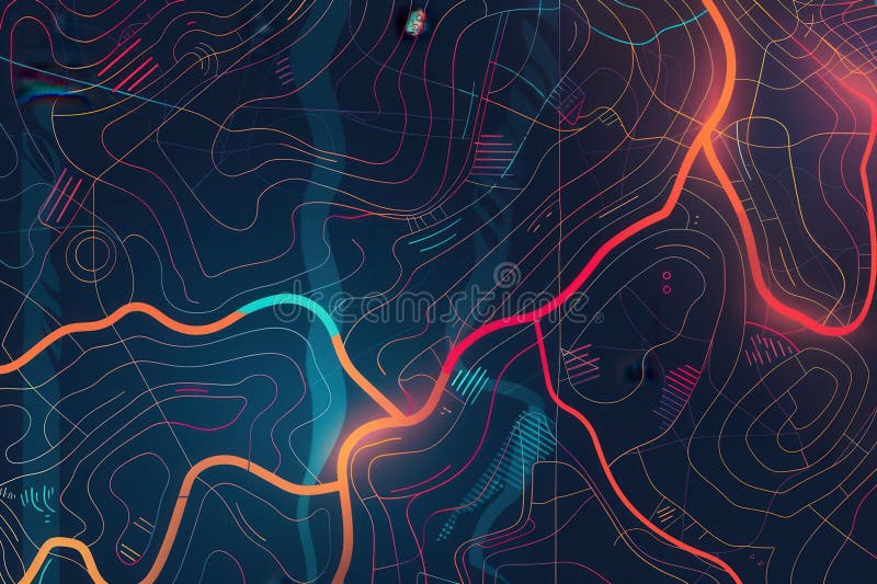 Dynamic Routes in Vibrant Colors Overlay a Stylized Map, Emphasizing ...