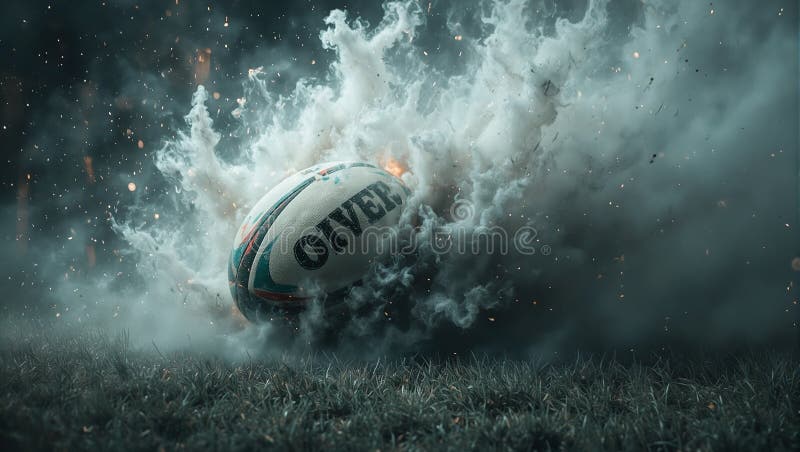 Dynamic Rugby Ball Engulfed in Swirling Winds Creating a Tornado Effect ...