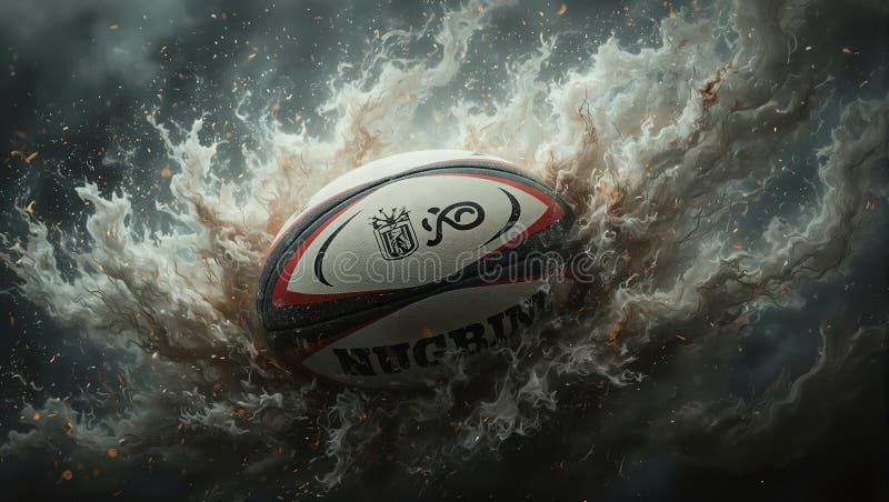 Dynamic Rugby Ball Engulfed in Swirling Winds Creating a Tornado Effect ...