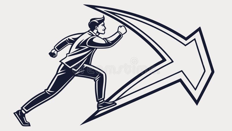 Dynamic Runner with Abstract Arrow. Speed and Forward Momentum, Vector ...