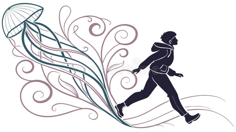 Dynamic Runner with Abstract Flowing Lines Vector, Vector Design ...