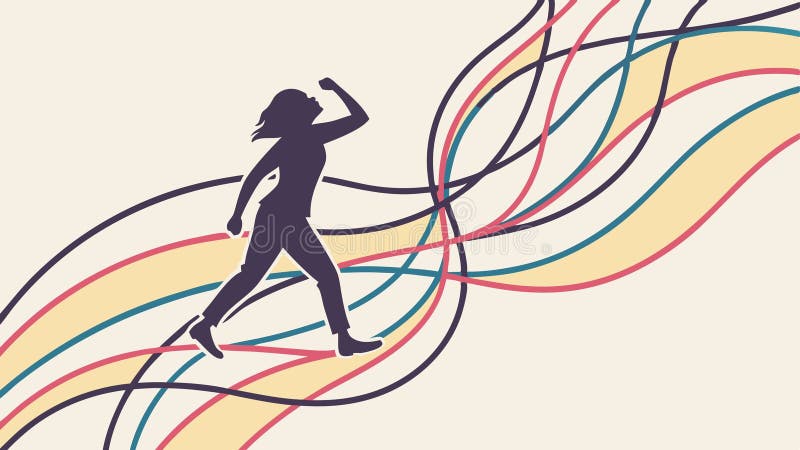 Dynamic Runner with Abstract Wavy Lines High Speed Motion, Vector ...