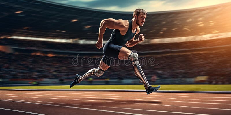 A Dynamic Runner Captures the Essence of Speed in a Vibrant Stadium ...