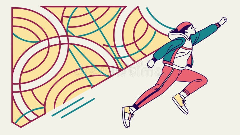 Dynamic Runner on Flowing Abstract Paths, Energy in Motion, Vector ...