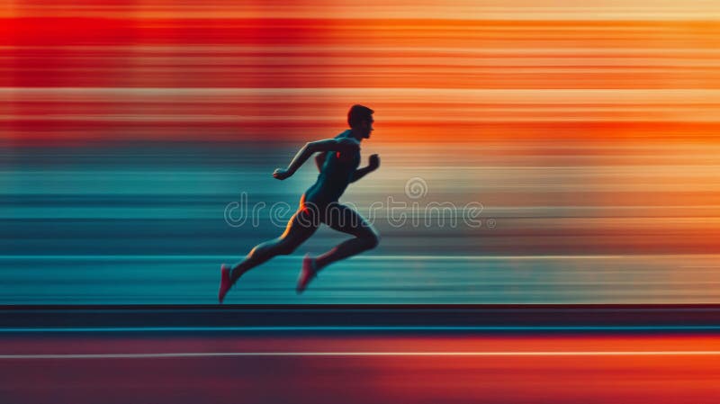 Dynamic Runner in Motion Blur at Sunset Stock Illustration ...