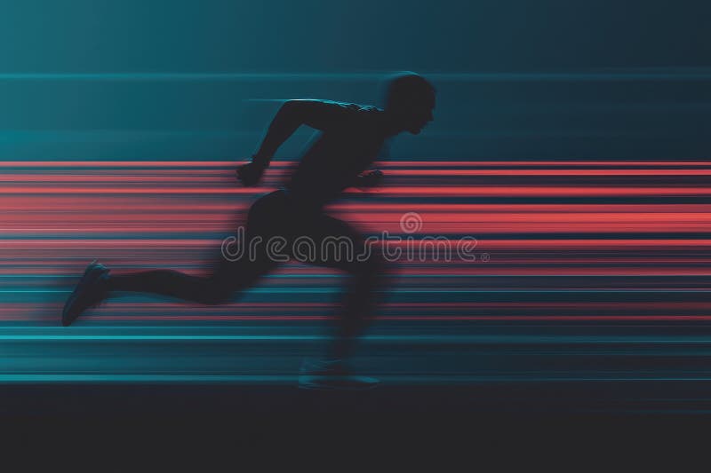 Dynamic Runner in Motion with Vibrant Background Stock Photo - Image of ...
