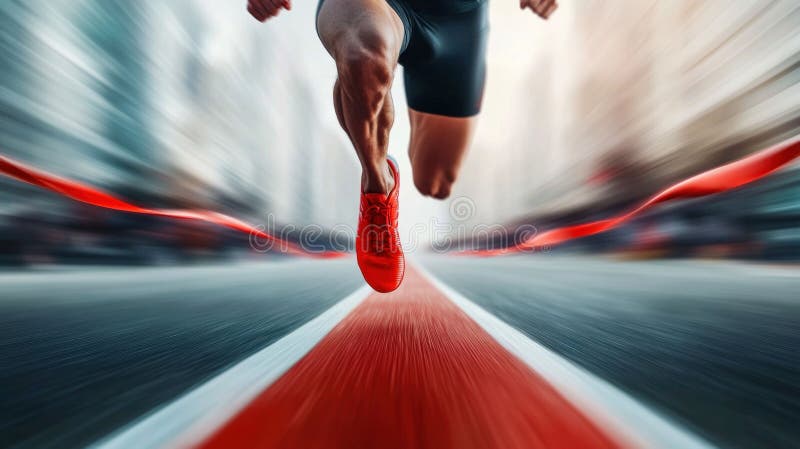 Dynamic Runner Sprinting on a Red Track with Motion Blur. Generative Ai ...