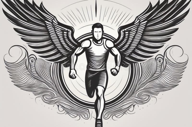 Dynamic Runner with Wings Logo Representing Speed and Freedom in ...