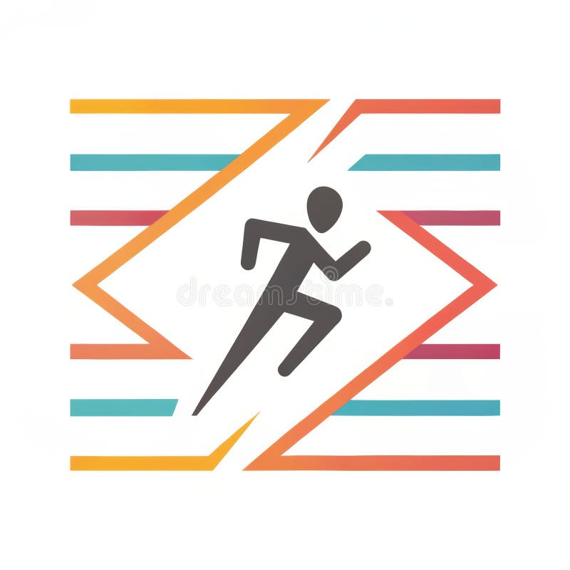 Dynamic Running Icon with Colorful Background Elements Representing ...
