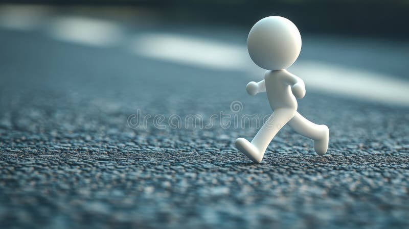 In a Dynamic Running Pose, a Minimalist Metallic Figure is Set Against ...