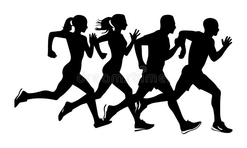 Dynamic Running Silhouette Group Vector Design Stock Vector ...