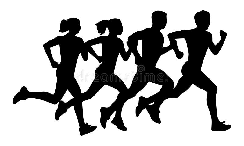 Dynamic Running Silhouette Group Vector Design Stock Vector ...