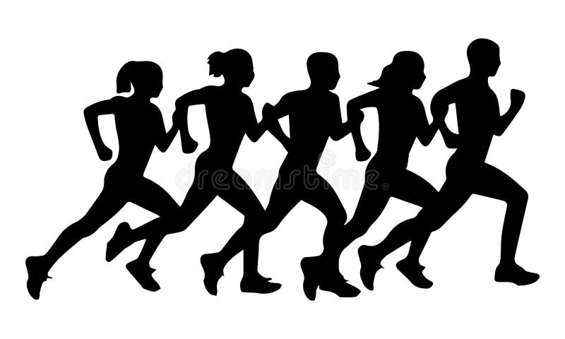 Dynamic Running Silhouette Group Vector Design Stock Vector ...