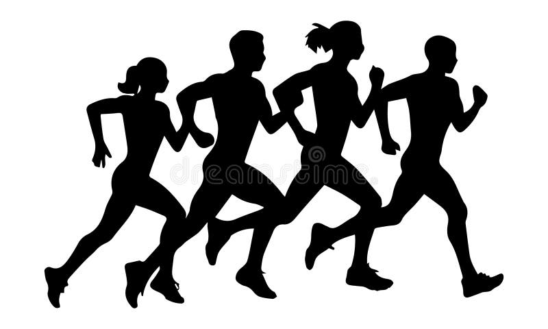 Dynamic Running Silhouette Group Vector Design Stock Vector ...