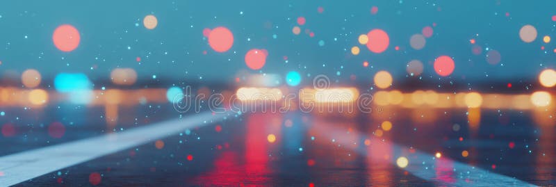 Dynamic Runway Illuminated by Blurred Lights during Heavy Rain at Night ...