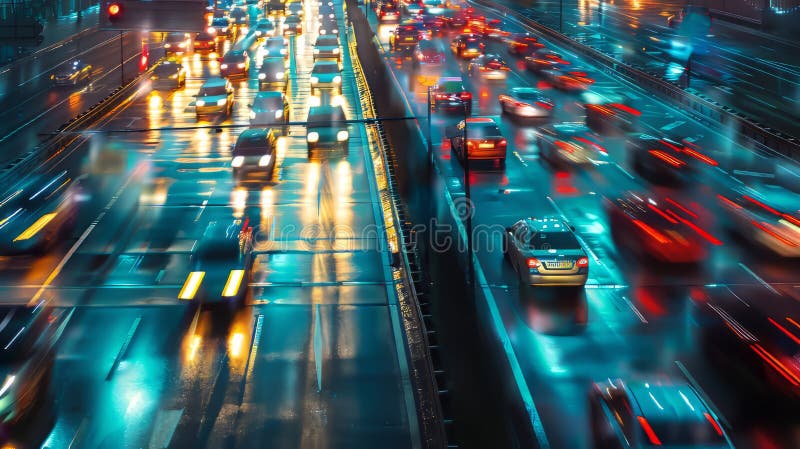 A Dynamic Rush Hour Scene with Cars in Motion Stock Illustration ...