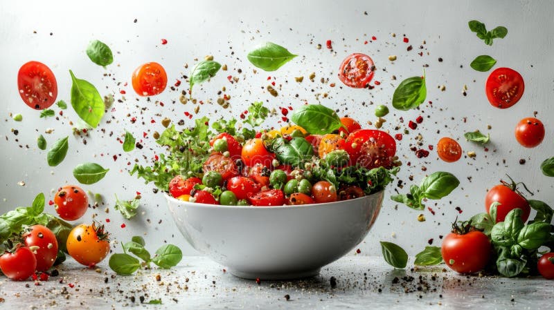 Dynamic Salad Explosion Generative AI Stock Illustration - Illustration ...