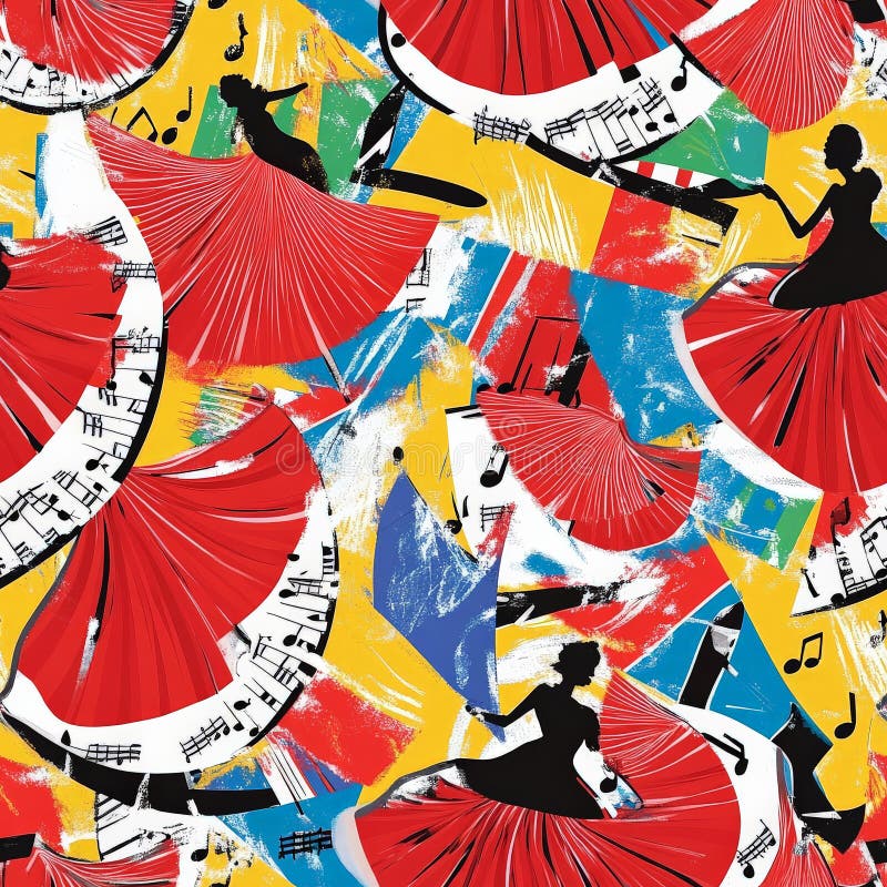 A Dynamic Salsa Dance Pattern, Featuring Swirling Skirts, Bold Musical ...