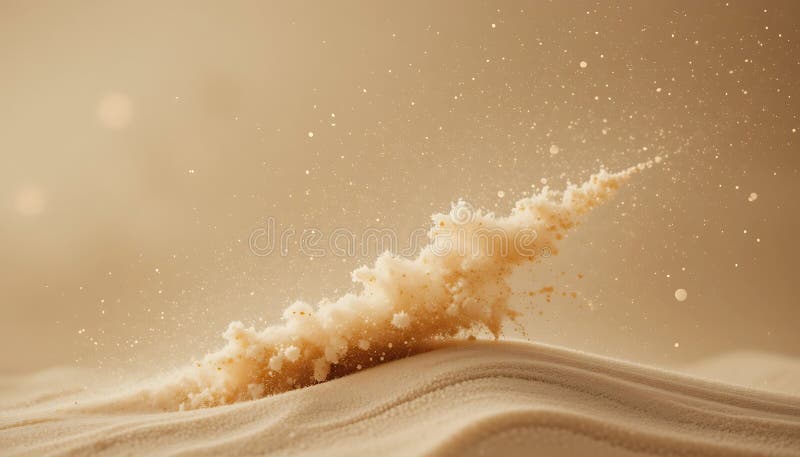 Sand Dune Rising with Fine Dust and Light in Warm Tones Stock ...
