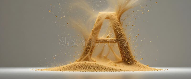 Dynamic Sand Letter "a" – Golden-Brown Particles in Motion on Gray ...