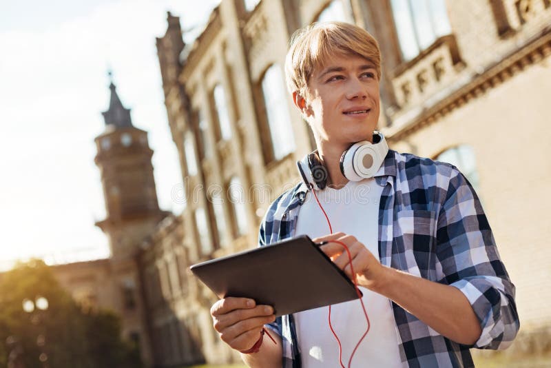 Dynamic Savvy Man Searching for Something Online Stock Image - Image of ...