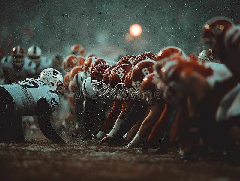 A Dynamic Scene of an American Football Team Huddled Together Stock ...