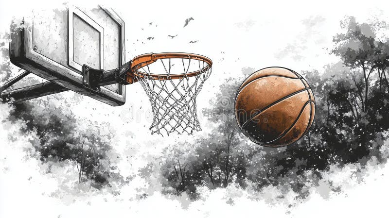 Dynamic Scene of Basketball Play in an Outdoor Environment Stock ...