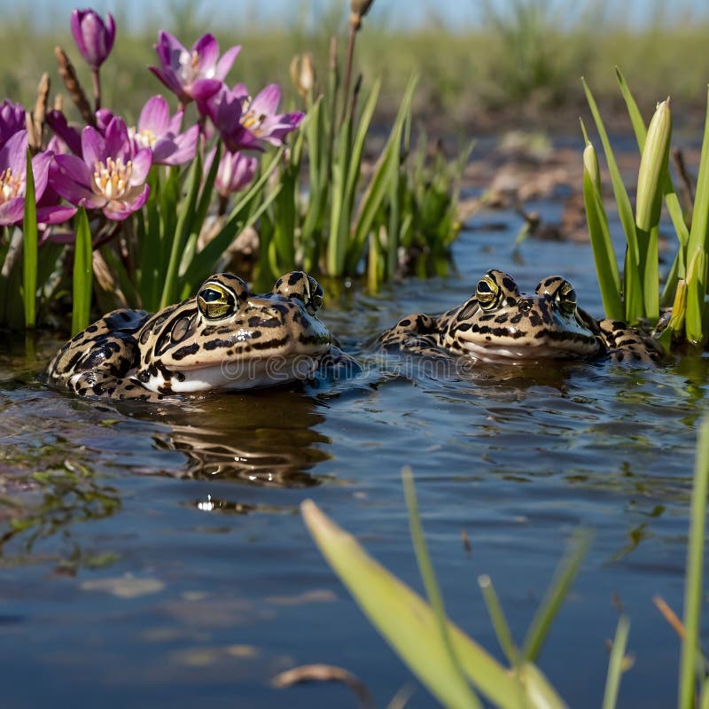 Mating Season: Chimerical Leopard Frogs in a Wetland Displaying ...
