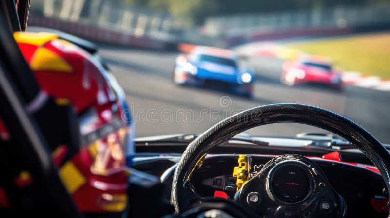 Racing Driver Navigating High-speed Circuit in Thrilling Competitive ...