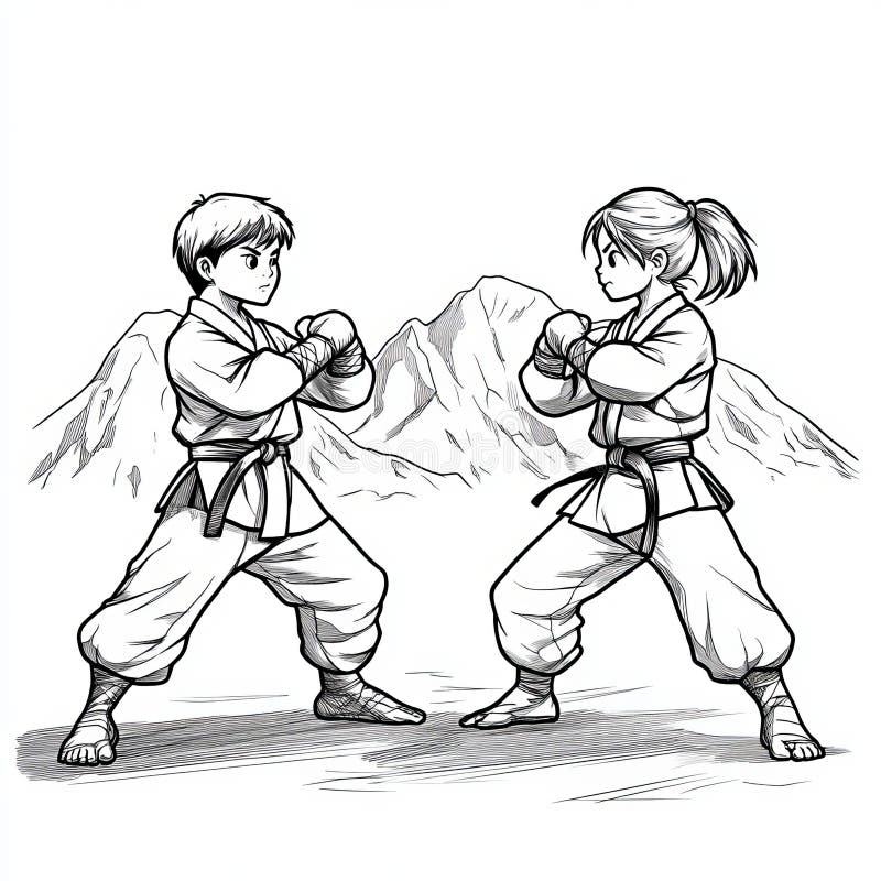 A Dynamic Scene of Children Practicing Martial Arts, Created As a ...