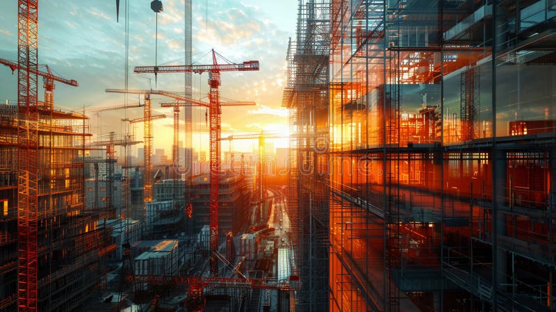 Dynamic Scene of City Development in Progress Stock Illustration ...