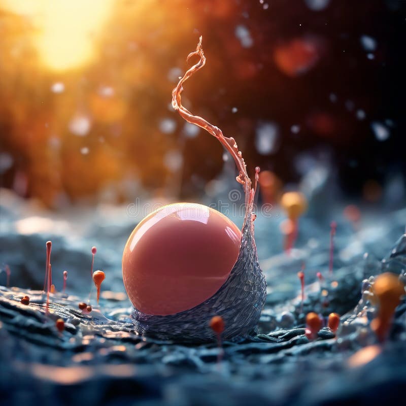 Abstract Splash of Liquid Around a Glossy Sphere with Vibrant ...