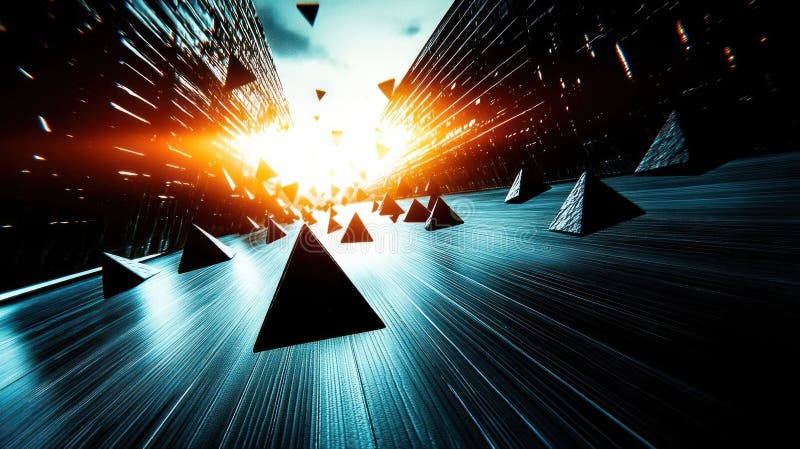 A Dynamic Scene Featuring Pyramids in a Futuristic Environment with ...