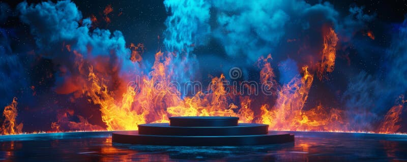 Dynamic Scene of Fire and Water Contrasting in a Mesmerizing Display ...